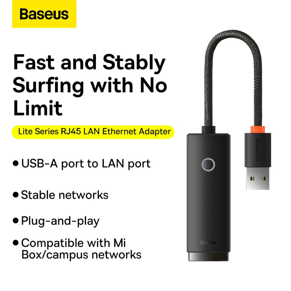 Baseus Airjoy RJ45 Lan Port Ethernet 100Mbps Adapter WKQX000001 - OTC.LK