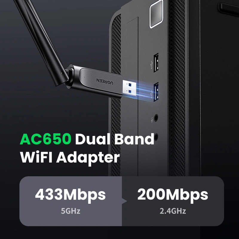 UGREEN 90339 AC650 Dual Band High Gain USB WiFi Adapter