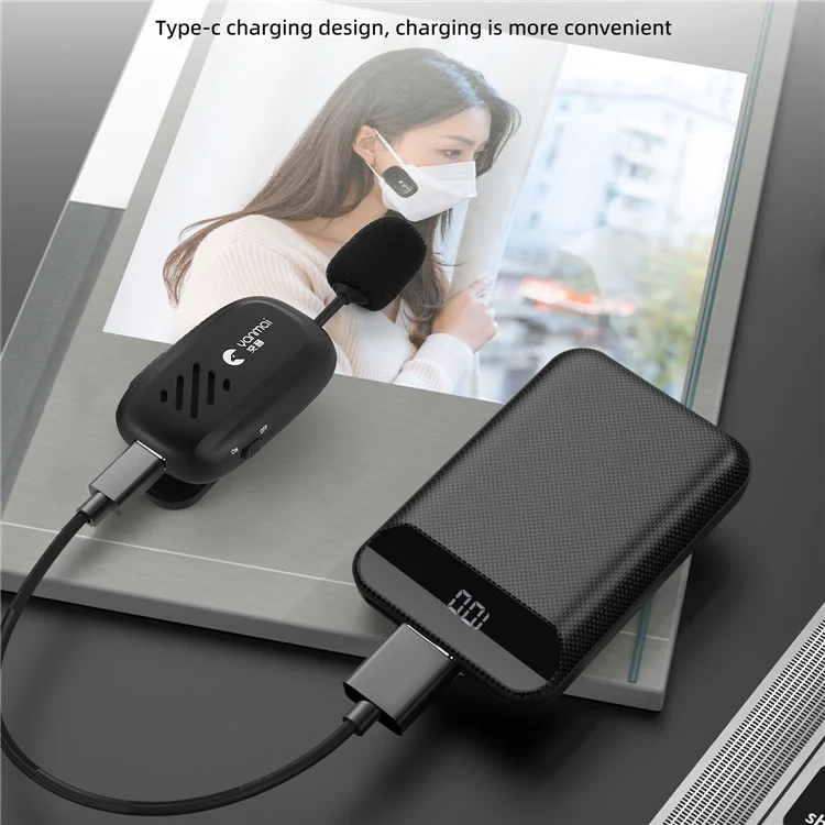 Yanmai K2 Portable Rechargeable Mini Wireless Clip On Mask Microphone ...
