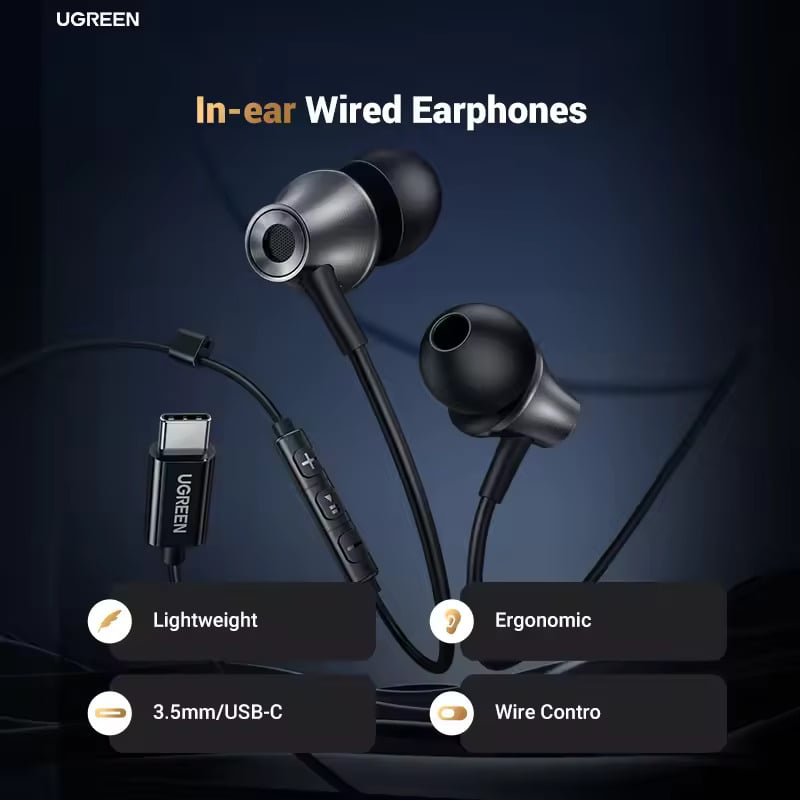 Ugreen 35754 In Ear Earphones With USB-C Connector - OTC.LK