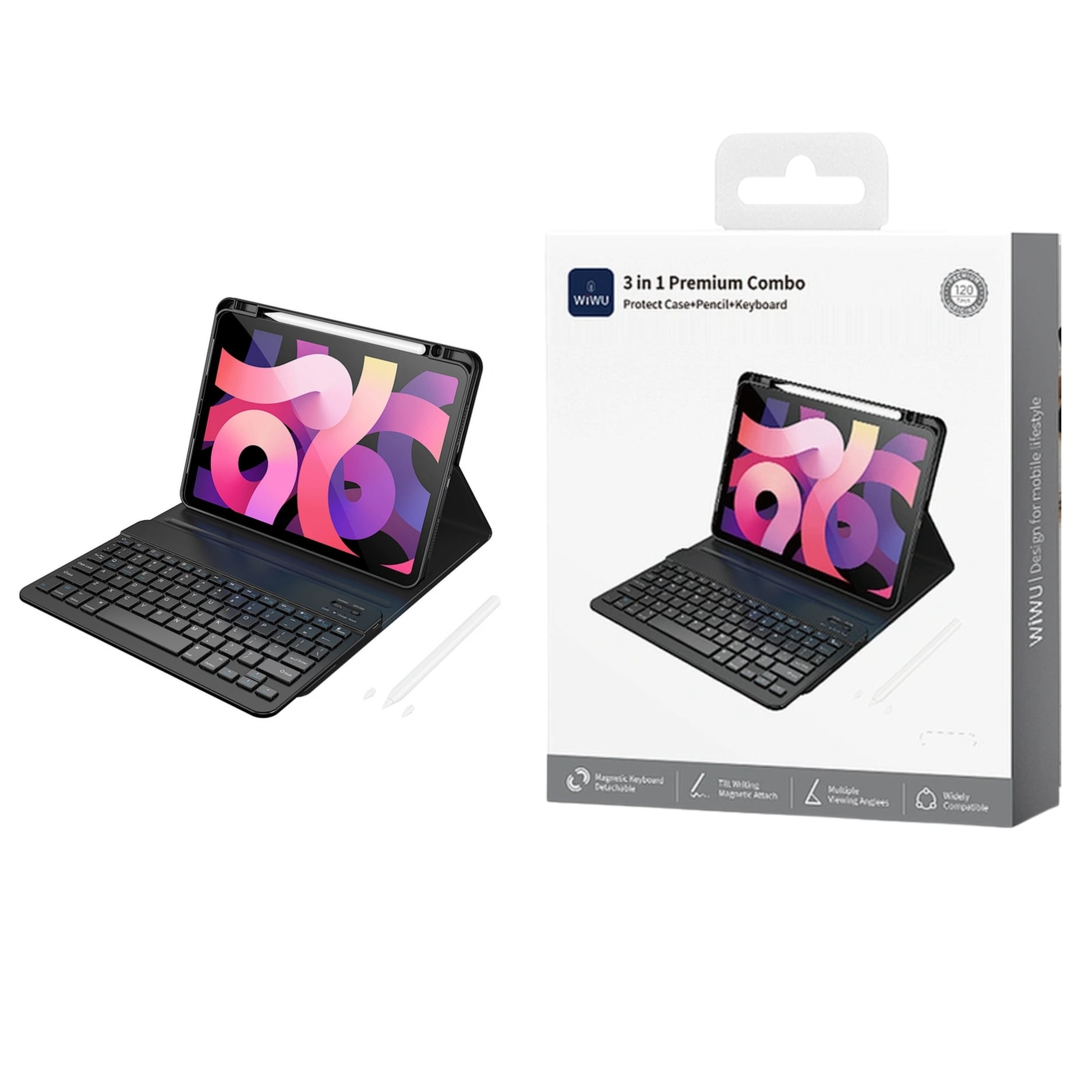 WiWU MK-006 3 In 1 Premium Combo Protect Case+Pencil+Keyboard for iPad ...